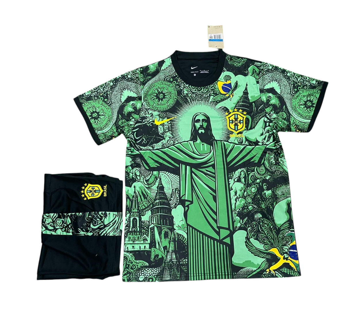 Brazil x Christ Green Kit 2025 - (Jersey+Shorts) – Indiansoccermart