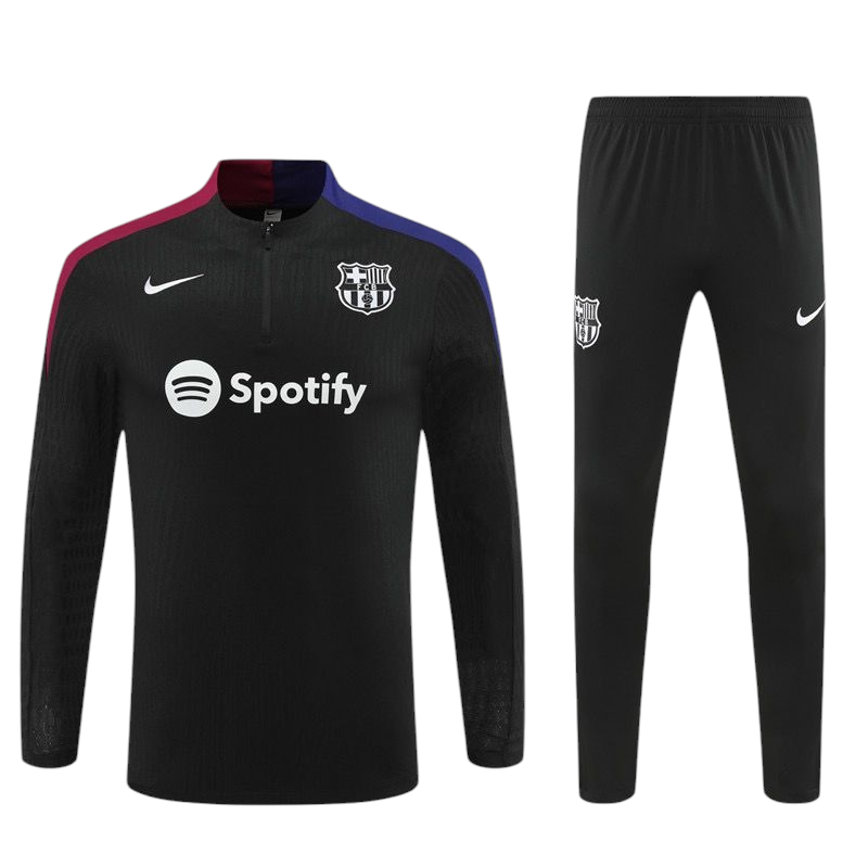 FCB Black (Red/Blue Strips) Tracksuit 2024/25 – Indiansoccermart