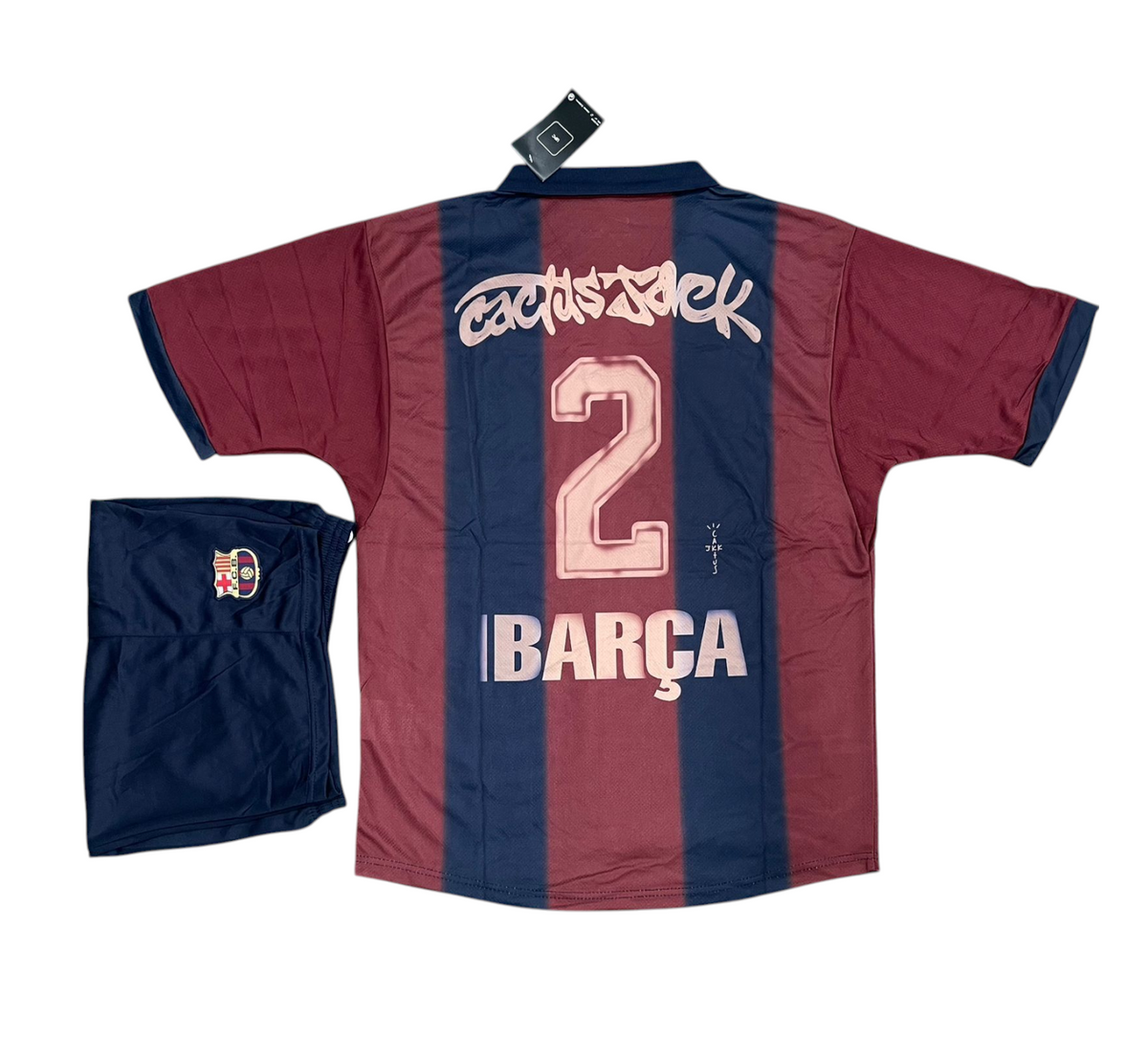 2000/01 FCB Home Travis scott skeleton remake Set - (Jersey + Shorts ...